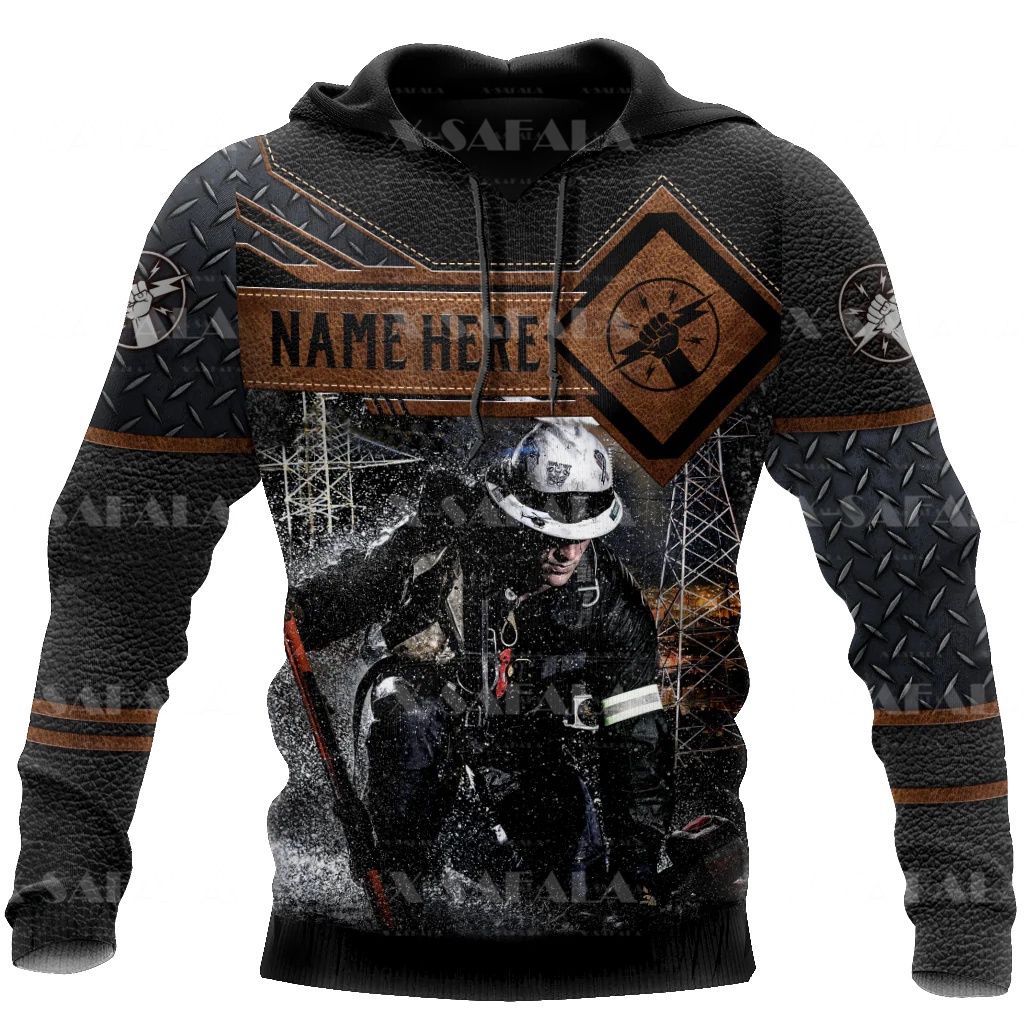 CUSTOMIZE Electrician Lineman Cosplay 3D Print Zipper Hoodie Men ...