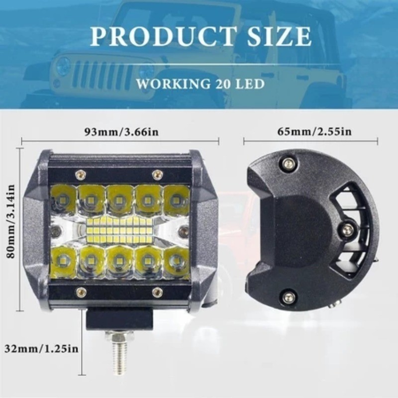 72W Bar Headlight Led Motorcycle Headlight Work Light Fog Lamp12V 24V ...
