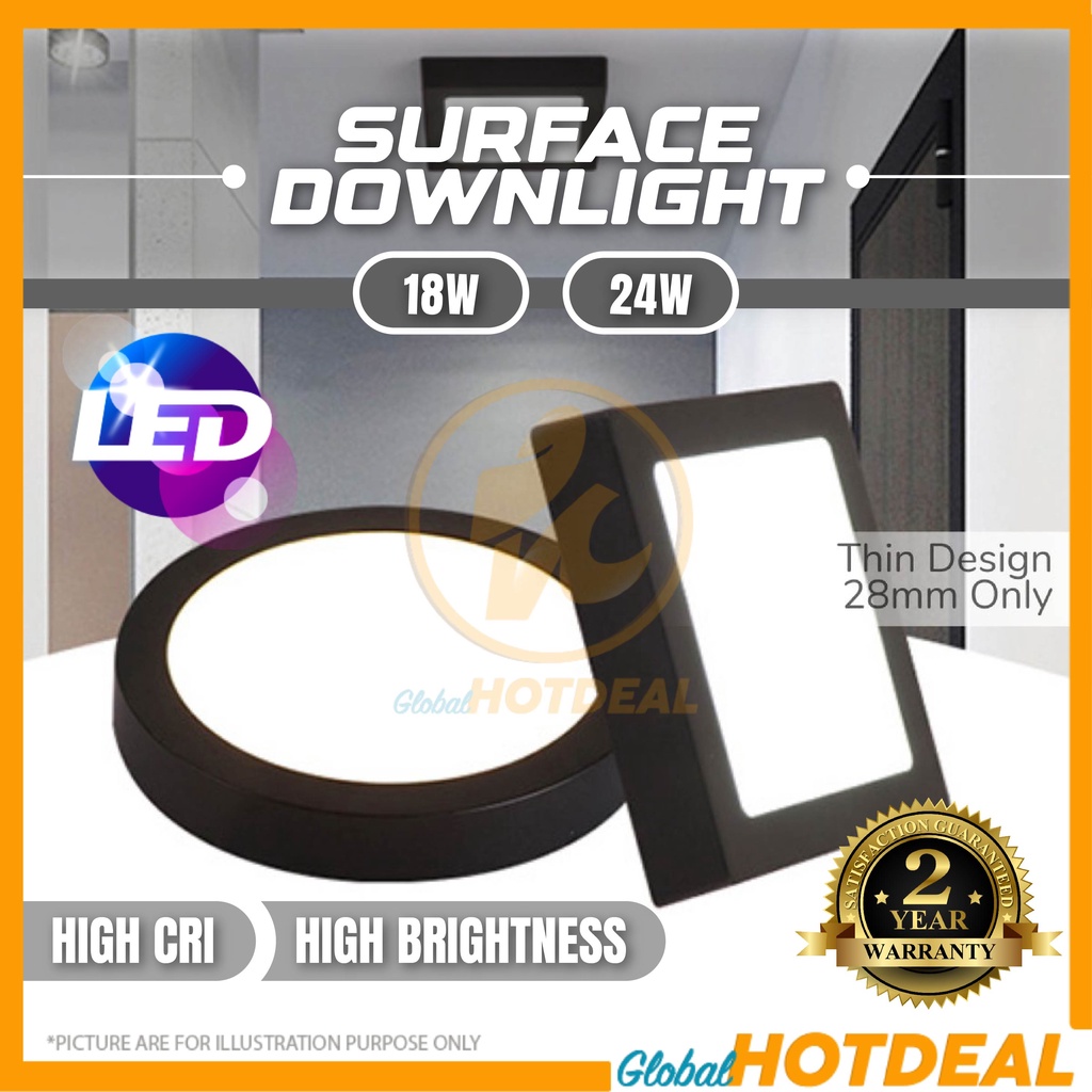 18W/24W/36W BLACK LED Surface Downlight Round Square Surface Mounted ...