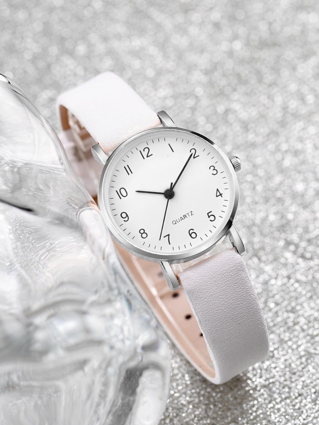 6PCS Women's Small Dial Digital Wristwatch Ladies Simple Leather Strap ...