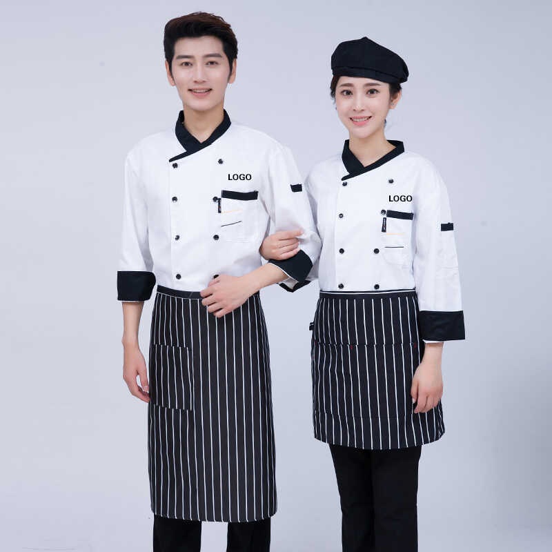 Chef Uniform Men Cook Clothes Unisex Restaurant Kitchen Shirt Short ...