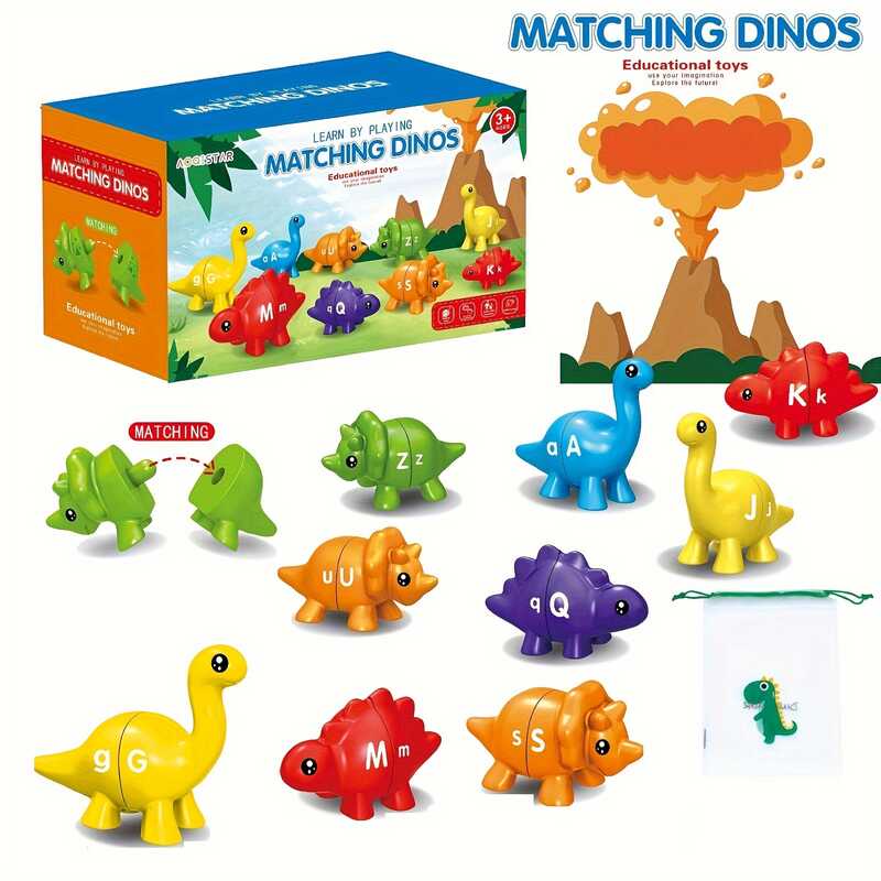 Matching Letters Fine Motor Game, Double-Sided ABC Dinosaur Alphabet ...