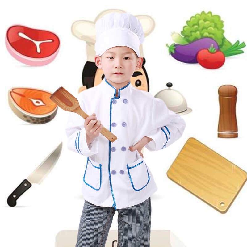 White Chef Costume For Kids Cook Costume Uniform Cosplay For Kids ...