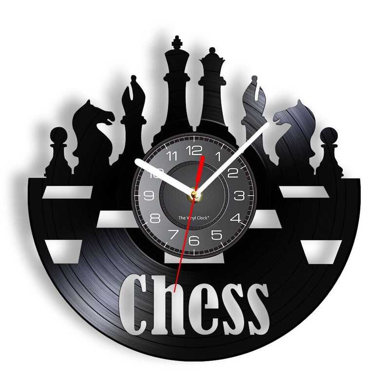 Chess Wall Clock Made Of Real Vinyl Record[UNK]Chess Board Pieces ...