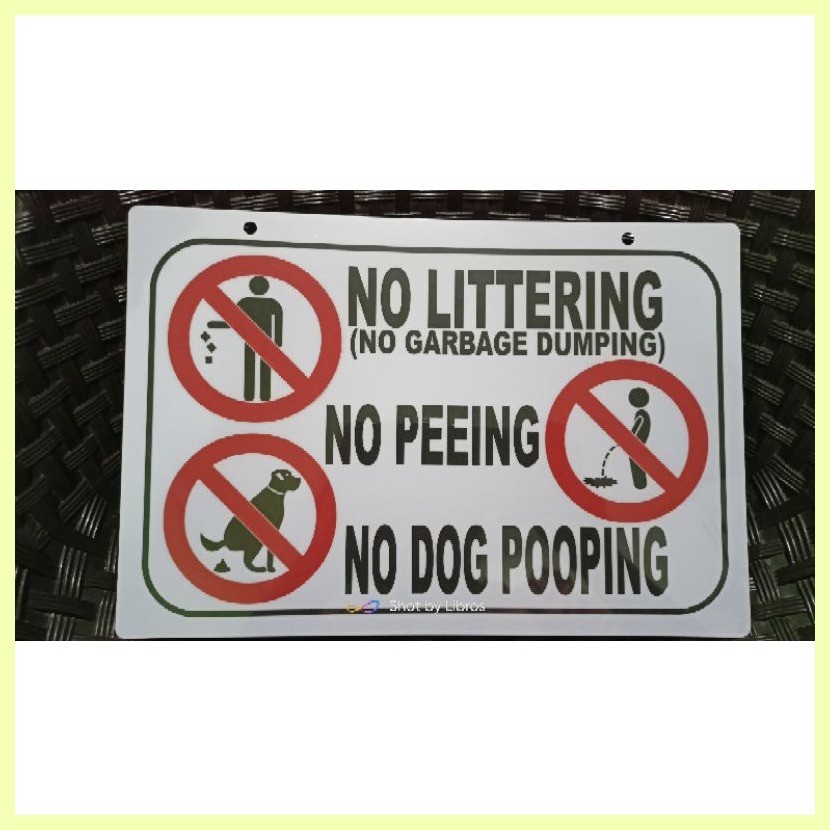 No Littering No Peeing No Dog Pooping Signage A4 Size PVC (Hard Plastic ...