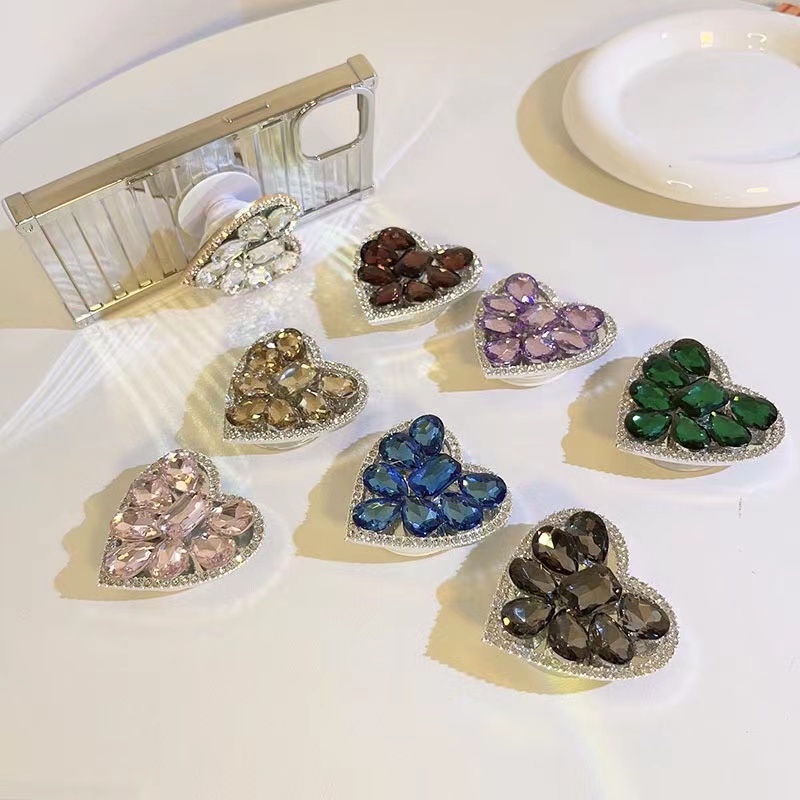 Luxury Full Rhinestones Love Heart Universal Phone Holder Griptok ...