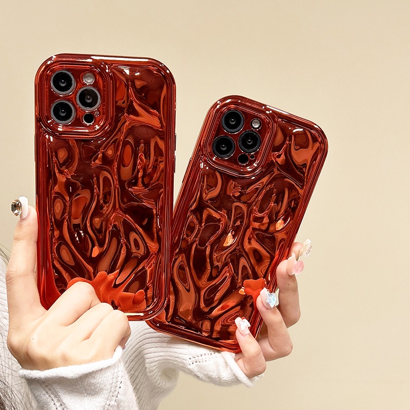 High Quality Red Irregularity Meteorite Cobblestone Glossy Phone Case ...