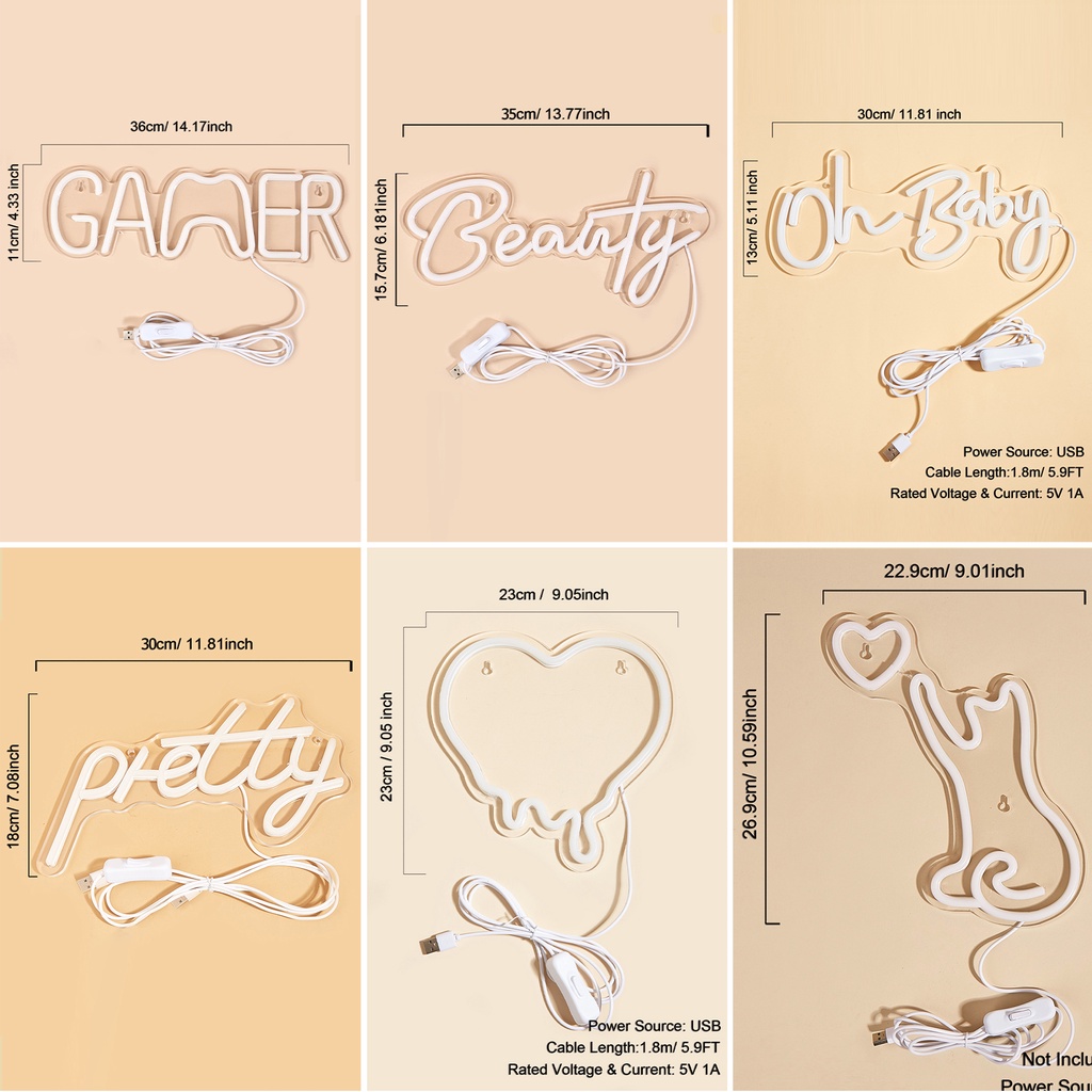 Letter LED Neon Light Bedroom Wall Decoration Holiday Party Wedding ...