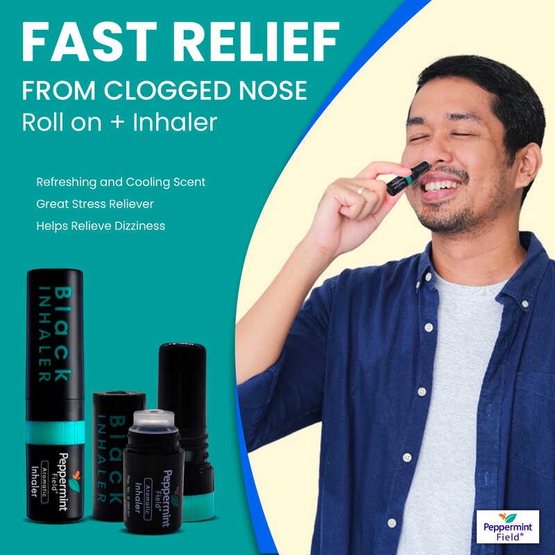 2 in 1 Black Inhaler Peppermint Field, Nasal Decongestant, Relaxing ...