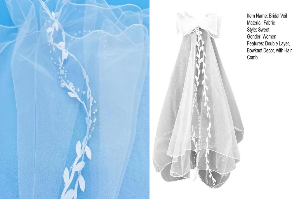 [Jm] Veil Hair Decoration Glamorous Bridal Veil Princess Bow Veil Hair ...
