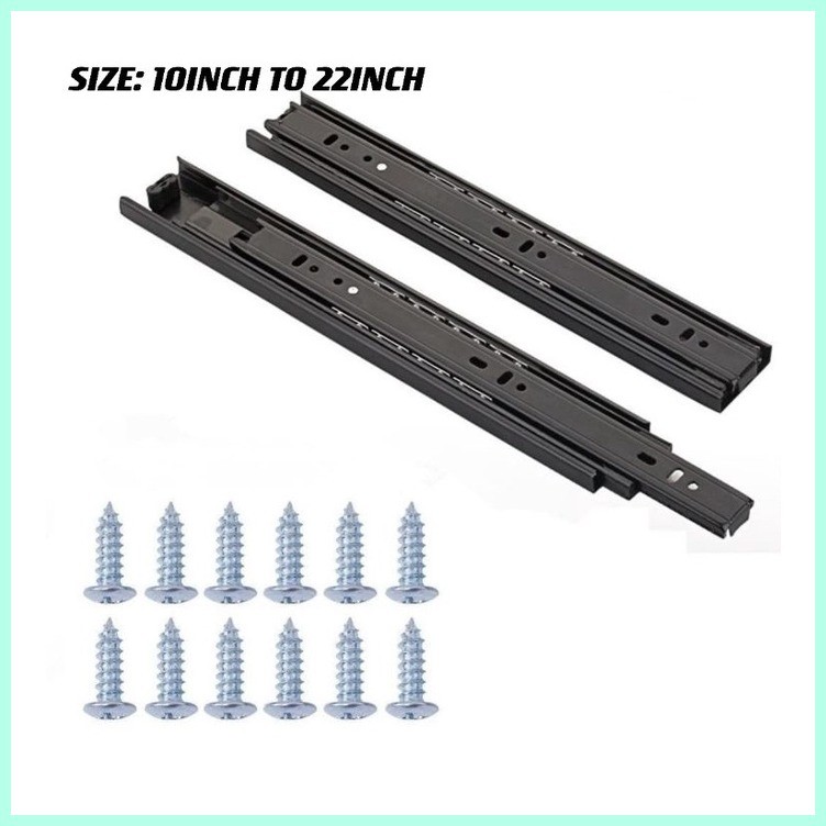 (1PAIR)Drawer Guide Full Extension 3fold Ball Bearing Heavy Duty Drawer ...