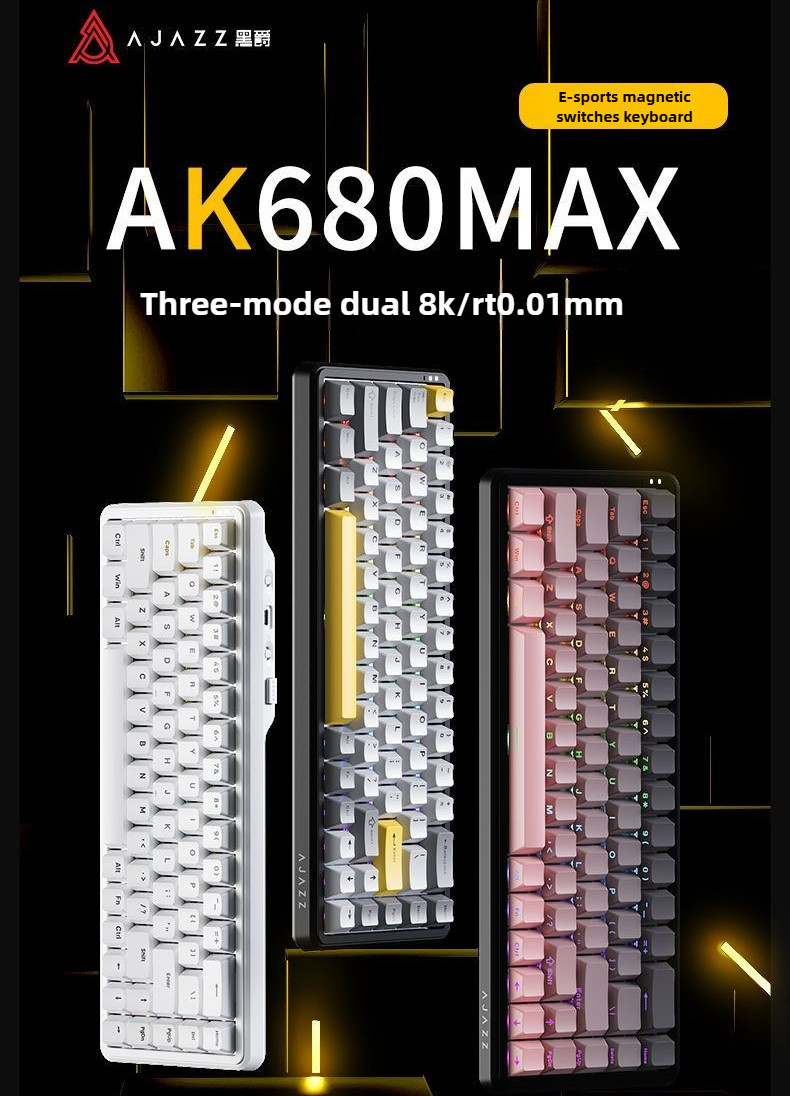 AJAZZ AK680 MAX Tri-mode Magnetic Switch Wired/Bluetooth/2.4G Mechaniacl Keybord 8K Polling Rate ...
