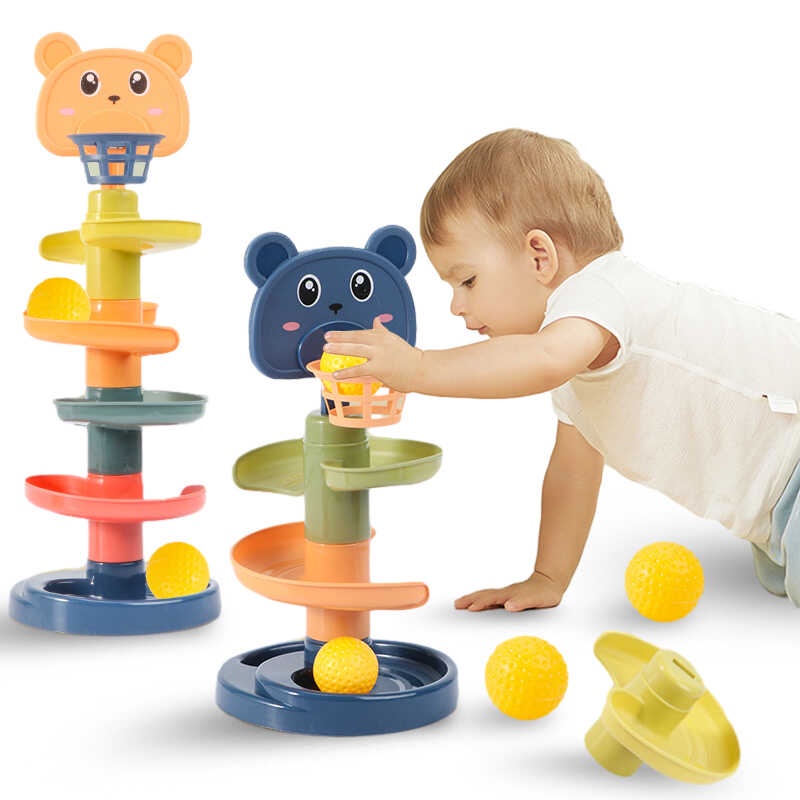Educational Ball Drop Game for Kids Spinning Swirl Ball Ramp Ball Tower ...