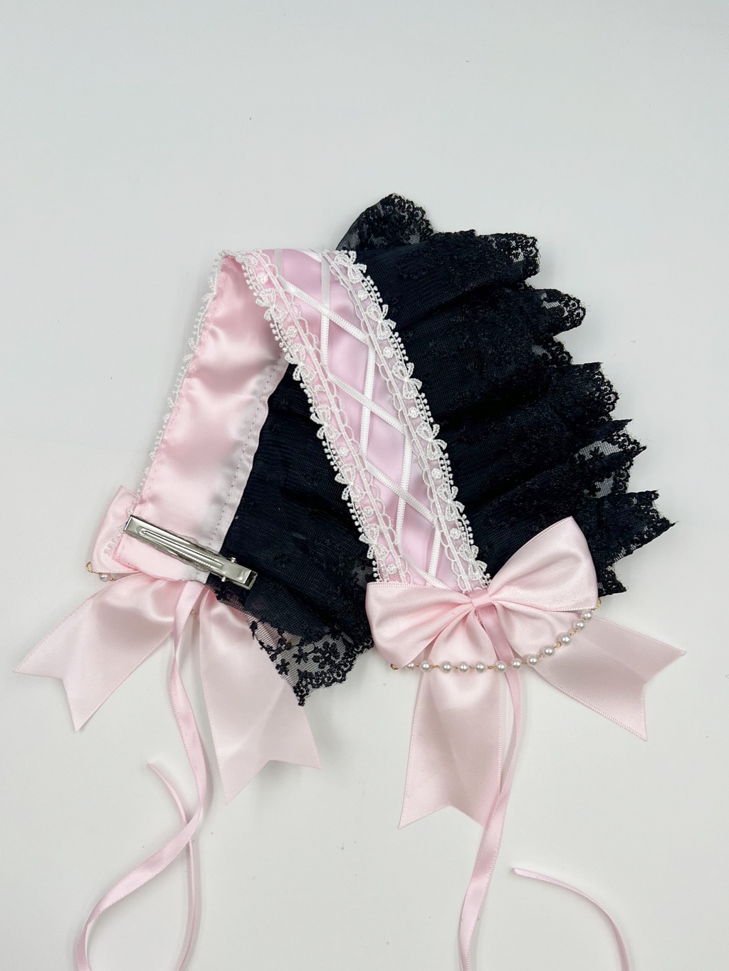 Anime Lolita Rabbit Ears Frilled Lace Hair Clip Headband Detachable ...