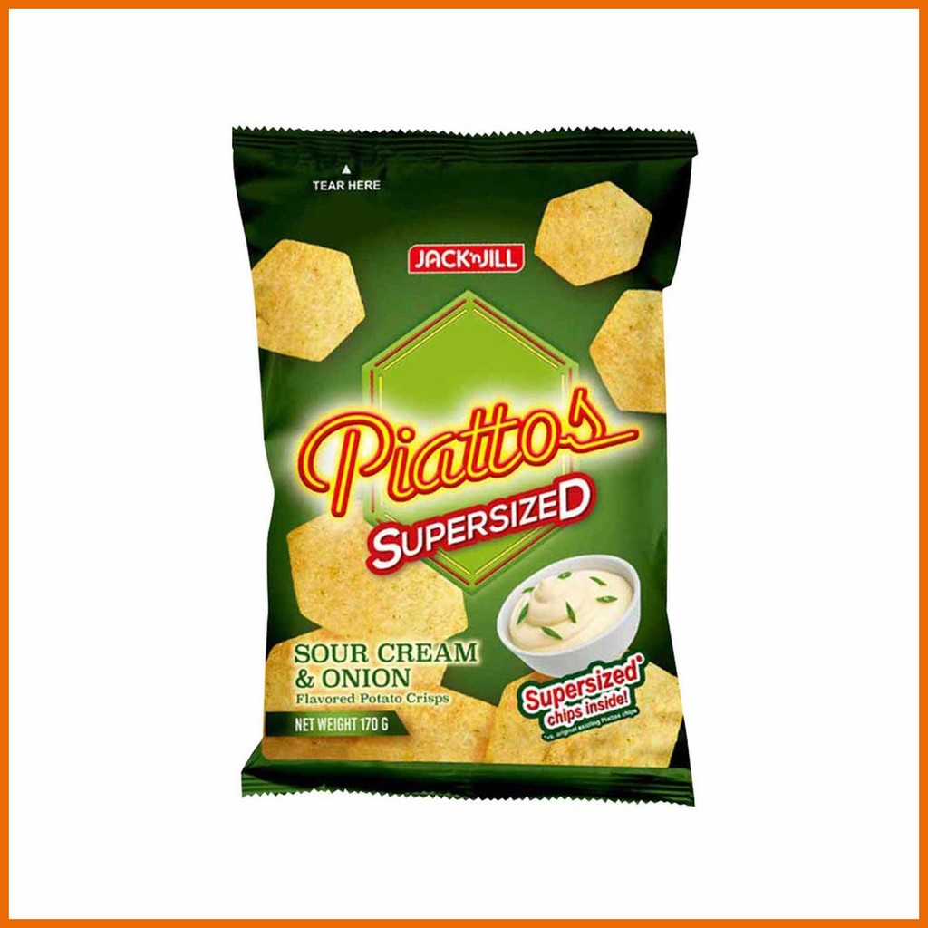 Piattos Supersized Sour Cream & Onion Flavored Potato Crisps 168g ...