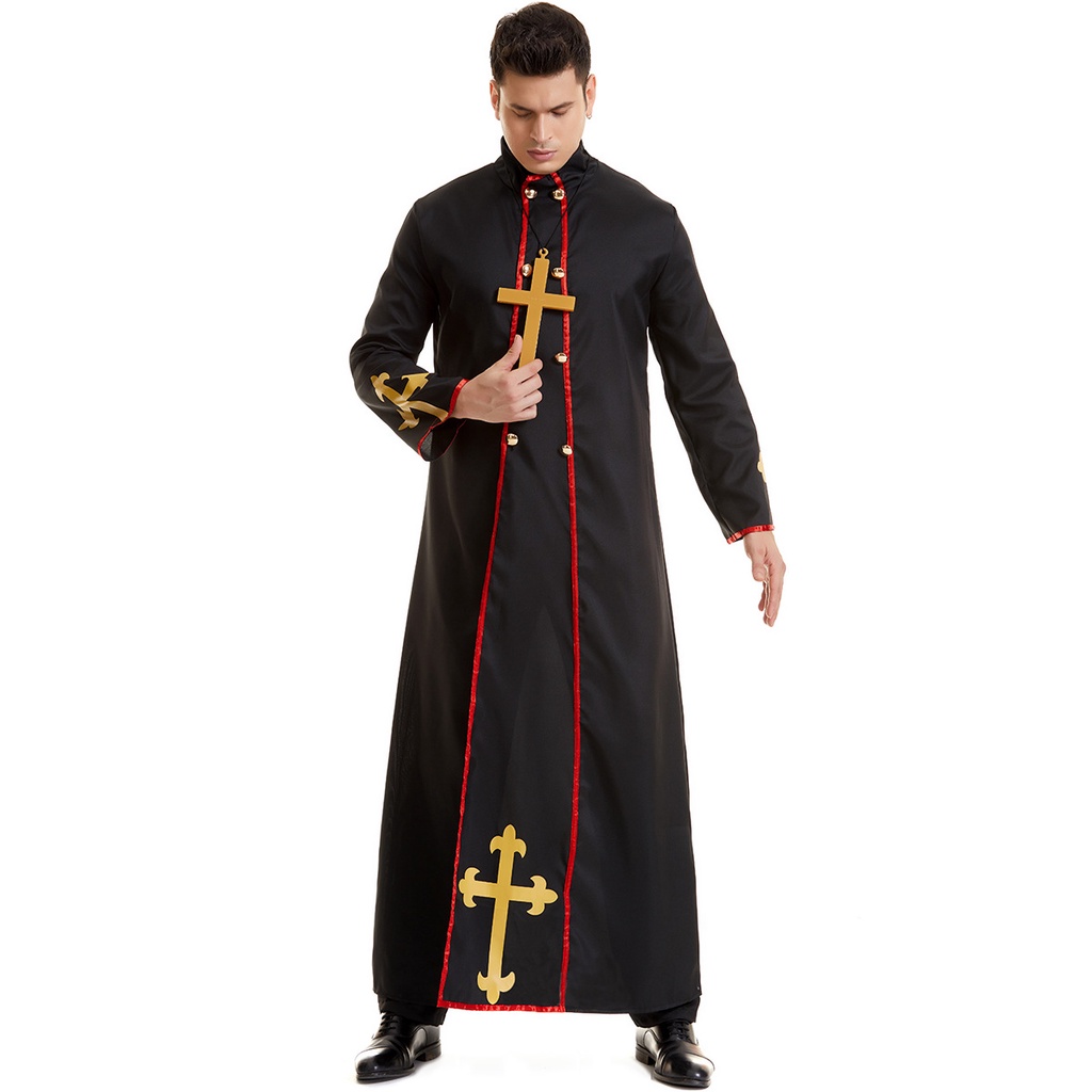 Adult Medieval Priest Costume For Men Christian Catholicism Priest robe ...