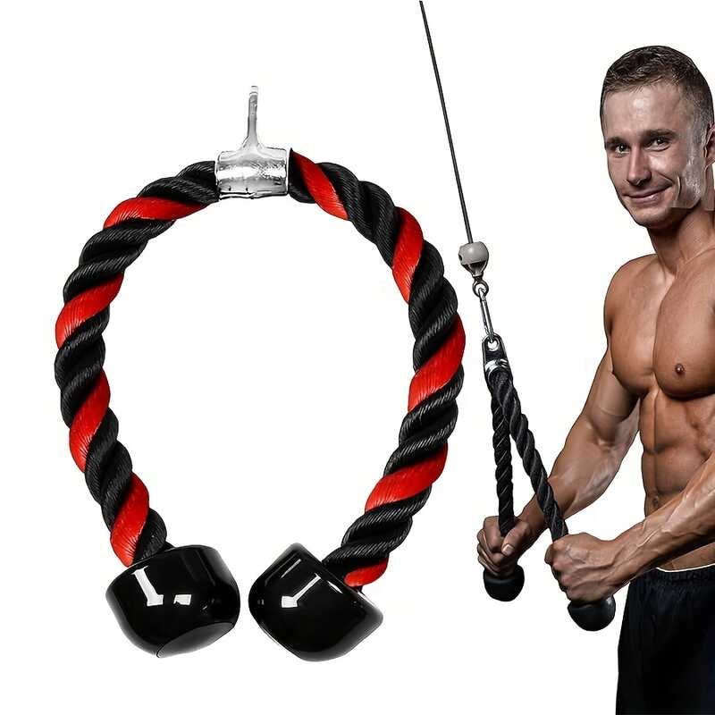 1Pc Pull Down Rope, Tricep & Bicep Exercise Attachment For Cable Hines ...