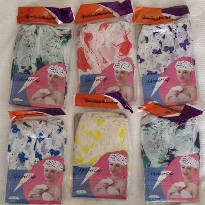 Women Lady Waterproof Plastic Shower Bathing Salon Hair Cap Random