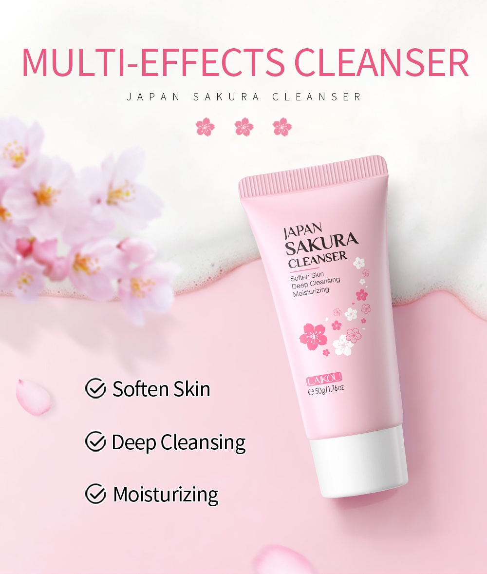 LAIKOU Japan Sakura Foam Cleanser Cherry Blossoms Face Wash Oil Control ...