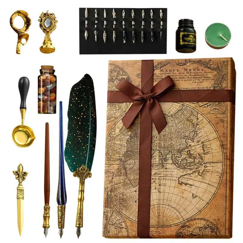 Quill Pen And Ink Set Quill Pen Set Antique Calligraphy Dip Pen With ...