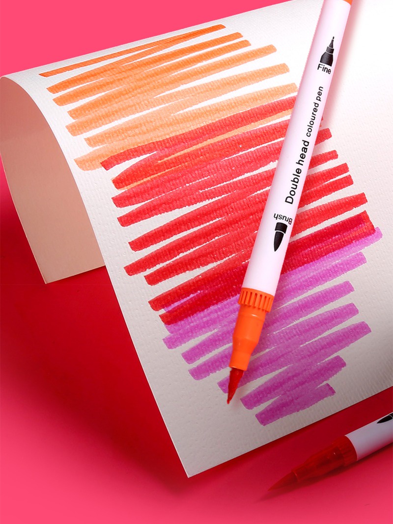 12 Color Dual Tip Marker Set – Highlighter & Watercolor Brush Pens for ...