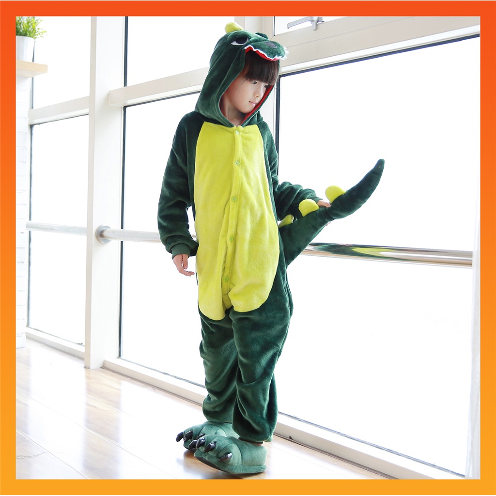 Kids Pyjamas Kids Cartoon Pajamas Boys Girls Green Dinosaur Animal ...