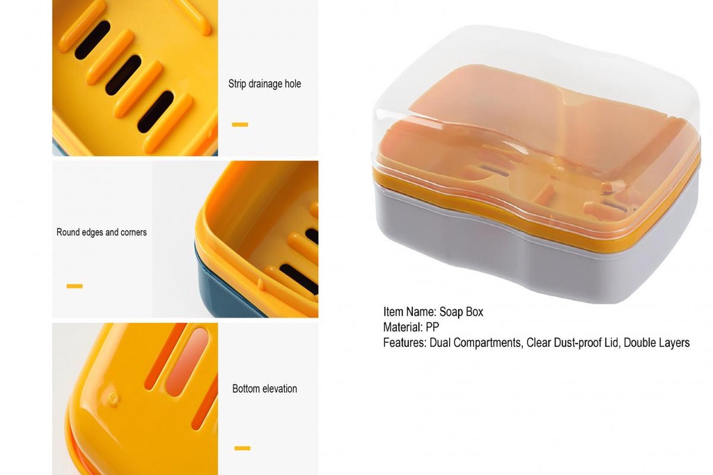 shopeestore| Clear Dust-proof Lid Soap Box Countertop Soap Organizer ...