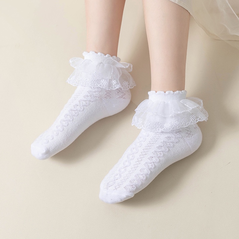 Girls Lace Socks Cotton Princess Dance Socks For Baby Toddler Spring ...