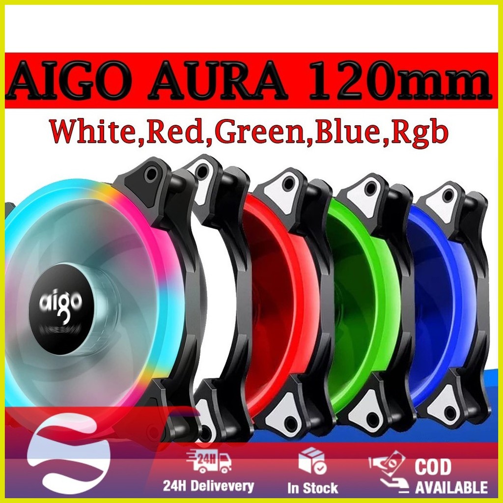 ⚾︎ Aigo 120mm Aurora Ring Rainbow Fan computer pc case cooling Halo fan ...