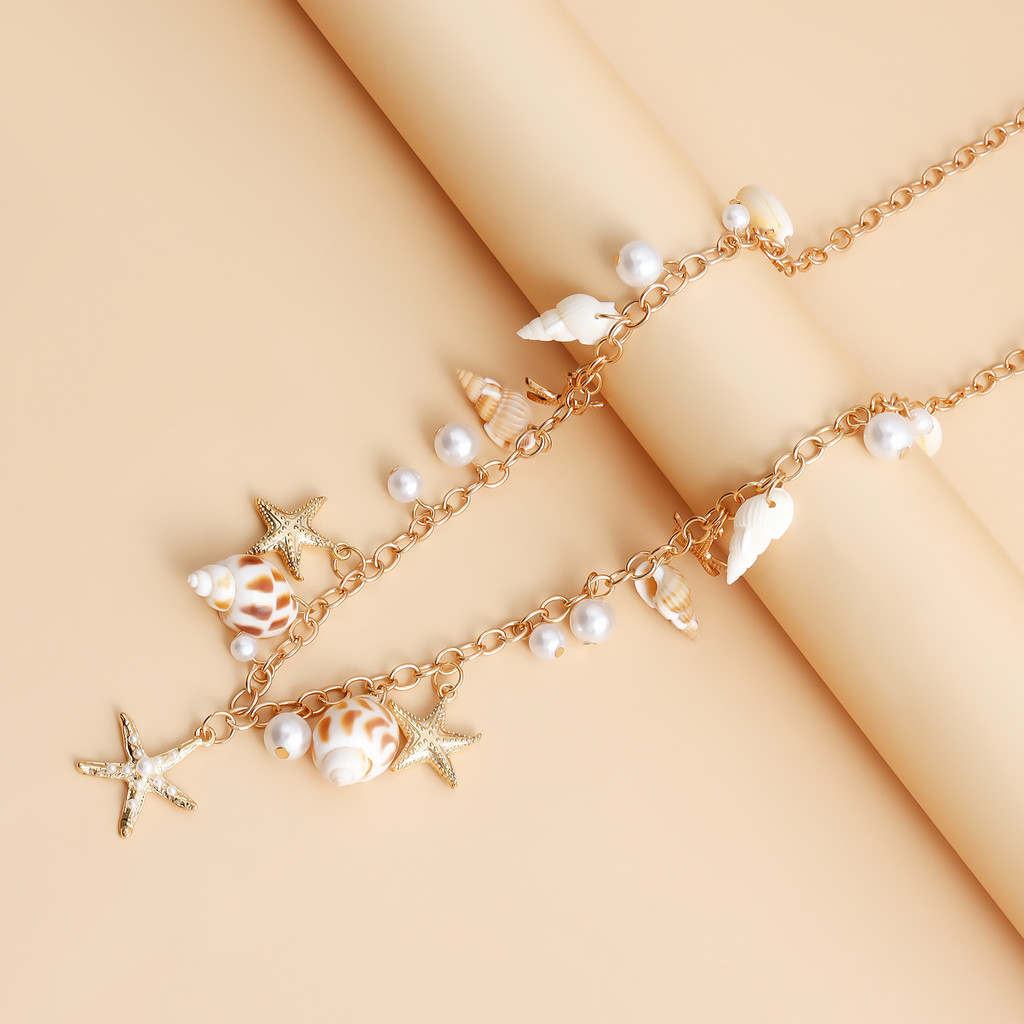 A Fashion Starfish Conch shell belt Chain Waistband Body Chain jewelry ...