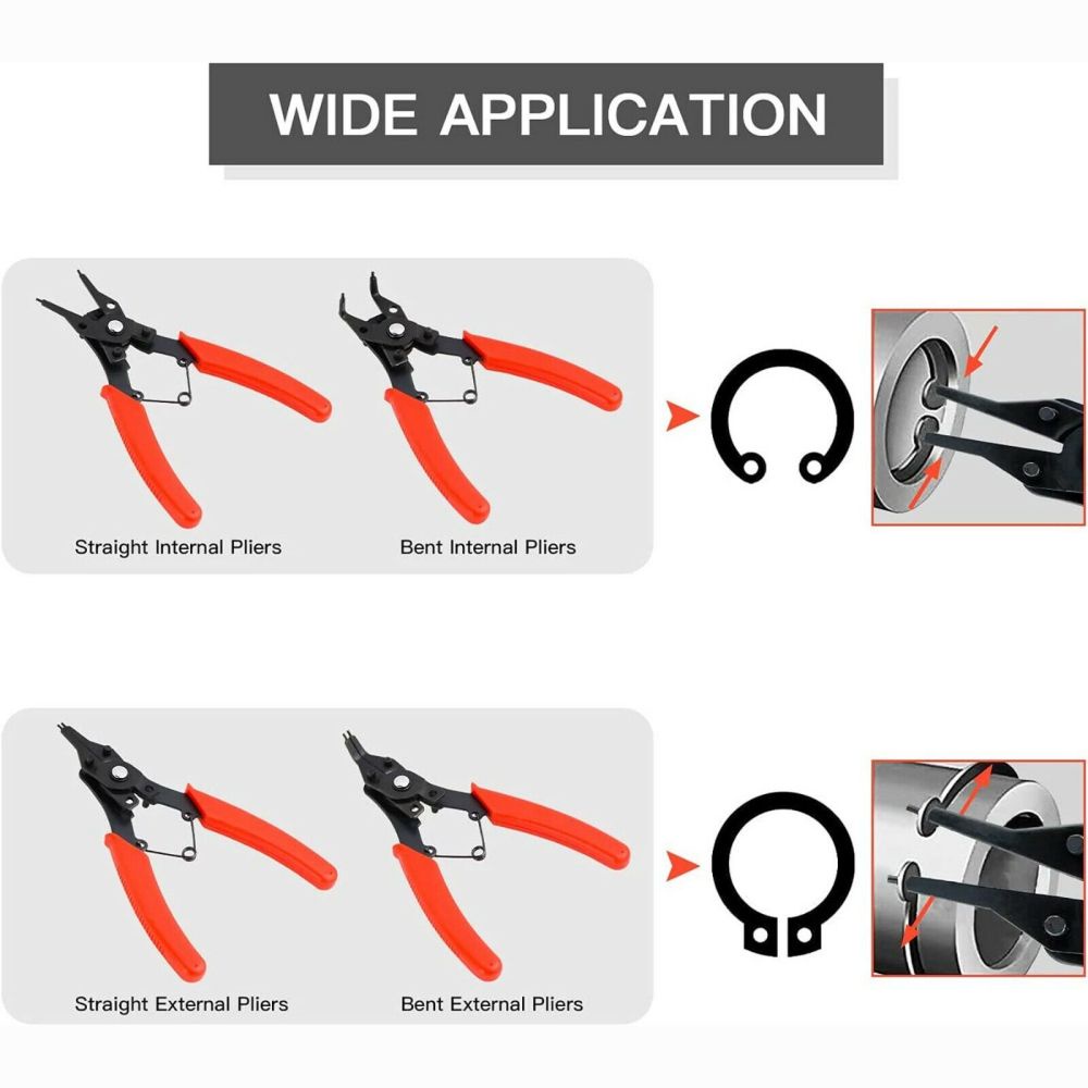 4pcs/set Circlip Pliers Internal External Curved Snap Ring Pliers ...