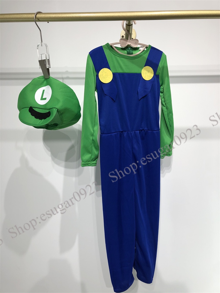Super Mario Costume for Kids Boy Adult Men women costume jumpsuit Mario ...