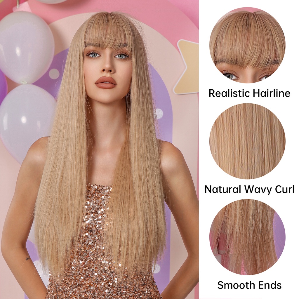 Woman for wig Hair extension, long straight hair, Qi Liu Hai, linen ...