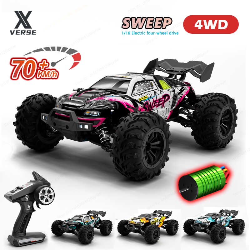 1:16 4Wd 70Km/H High Speed Remote Control Car Na May LED 2.4G Brushless ...