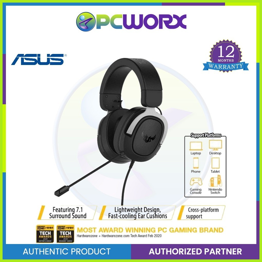 Asus TUF Gaming H3 Discord Teamspeak Certified Gaming Headset (Gunmetal ...