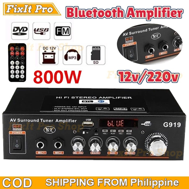 1000W/800W G919H/G919 Power Amplifier Bluetooth Audio Stereo Mini ...