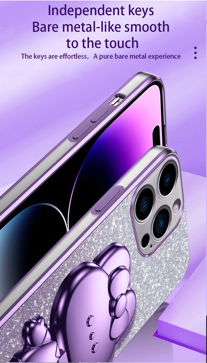 Casing IPhone 15 13 12 11 PRO MAX PLUS Fashion Makeup Mirror Bracket Electroplated Phone Case ...