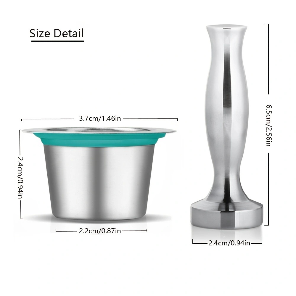 Stainless Steel Reusable Coffee Capsule Coffee Tamper Refillable Cup ...