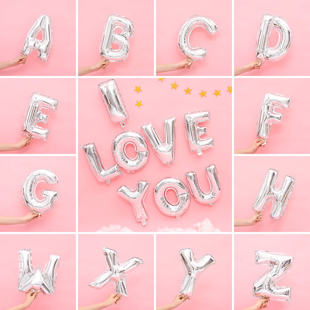 Letter Foil Balloon 16 Inch Silver Alphabet Letters Balloons Party ...