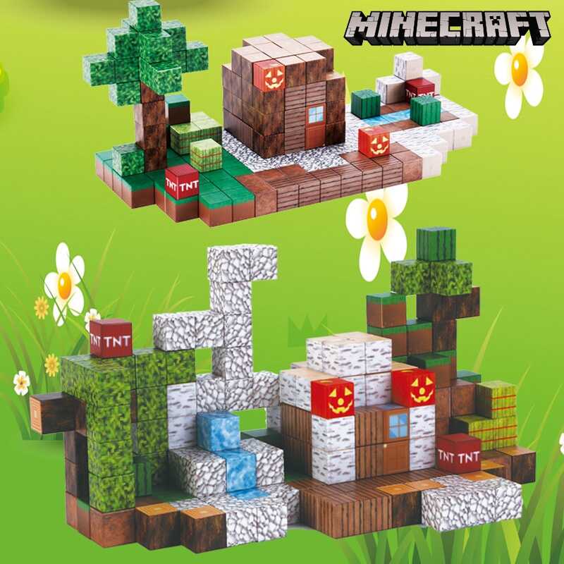 62-192pcsset Minecraft Set DIY Merchandise Magnet Toy Mine Assembling ...