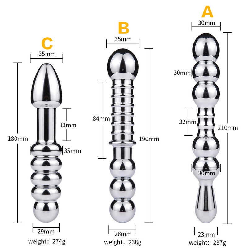 Wakeway Stainless Steel Dildo Stimulation Double Head Butt Prostate