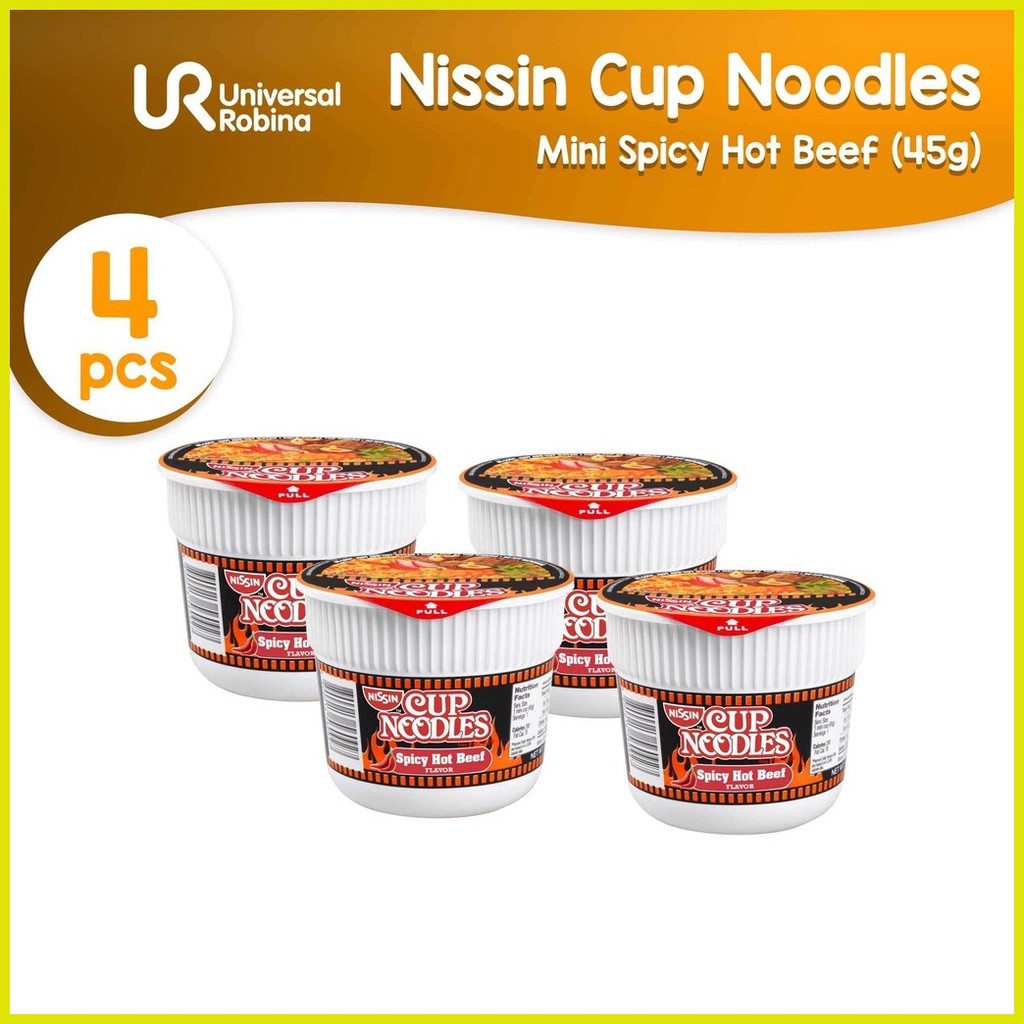 ♂ ¤ ﹊ 4 x Nissin Cup Noodles Mini Spicy Hot Beef (45g) | Shopee Philippines