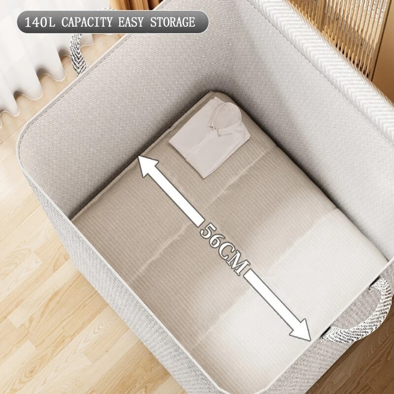 220L Big Size Clothes Storage Bag with Cover Laundry Basket Organizer ...