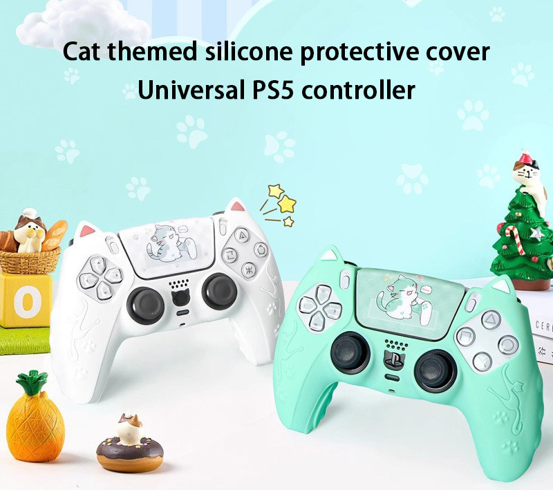 For PS5 /PS5 Slim /PS5 PRO Controller Case Set Silicone Cute Cat Thumb ...