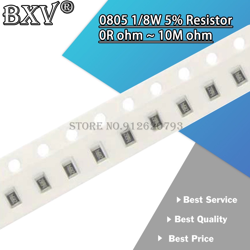 100PCS 0805 5% 1/8W SMD Chip Resistor 0R ~ 8.2R 1R 2R 3R 4.7R 5.1R 6.2R 7.5R 8.2R Patch ...