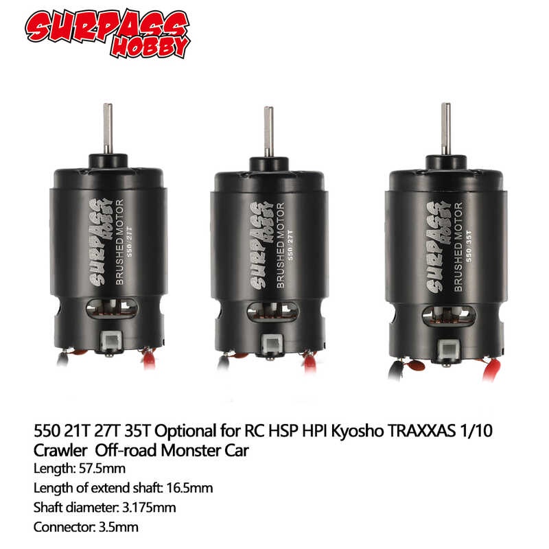 Surpass Hobby 550 Brushed Motor 21T 27T 35T 3-slot for 1/10 RC Drift ...