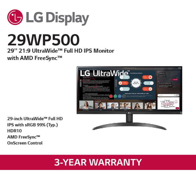LG 29WP500-B UltraWide Monitor /29 inch / 2560 x 1080 Resolution / AMD ...