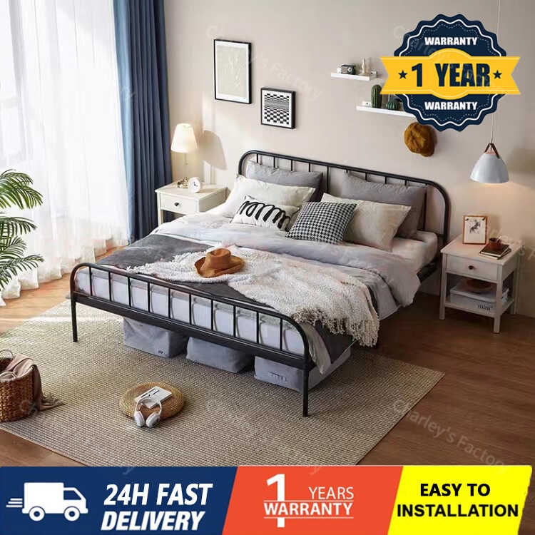 Queen/King size Iron Bed Frame Nordic Modern Minimalist Economy Bedroom ...