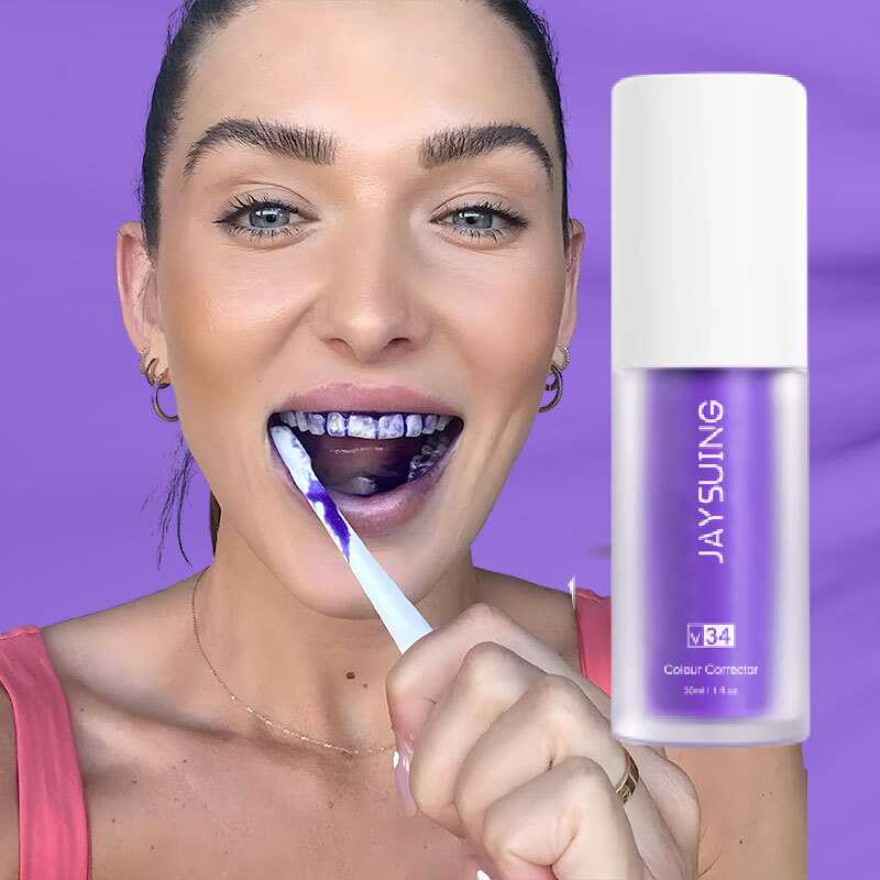 Jaysuing V34 Purple Colour Corrector Tone Brightening Toothpaste Enamel Teeth Stains Removal ...