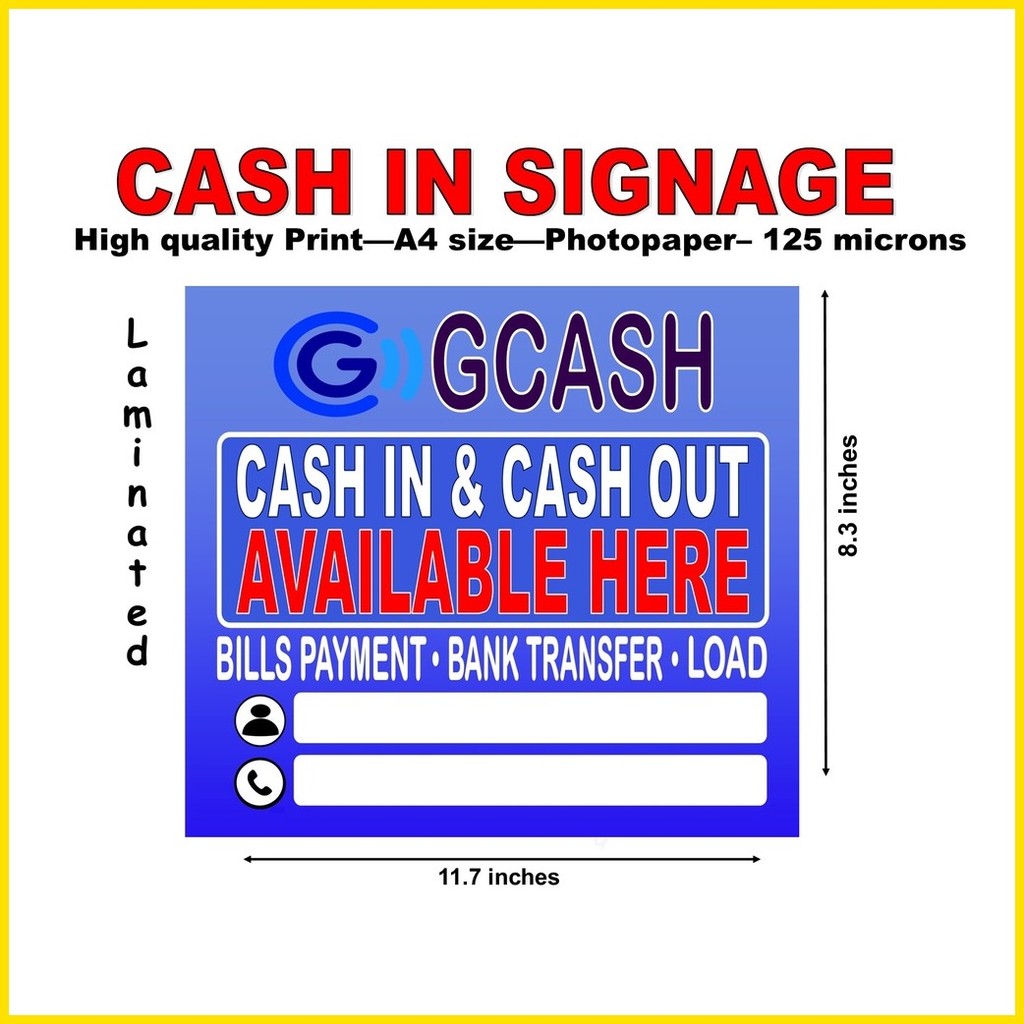 CASH IN&OUT BLUE RED LANDSCAPE LAMINATED SIGNAGE | Shopee Philippines